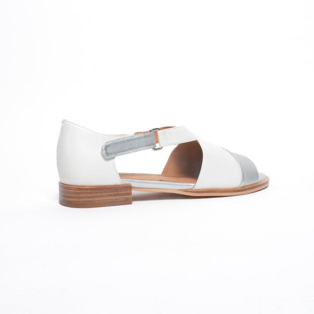 Bresley Sanya White Silver Sandal | Womens Big EU Sizes 42 43 44 45 46 ...
