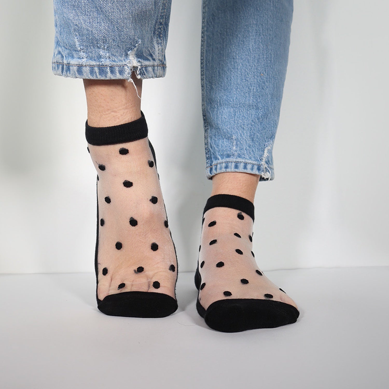 Minx Spot Sock 3 Pack Black White Grey | Womens Longer Size – Willow Shoes