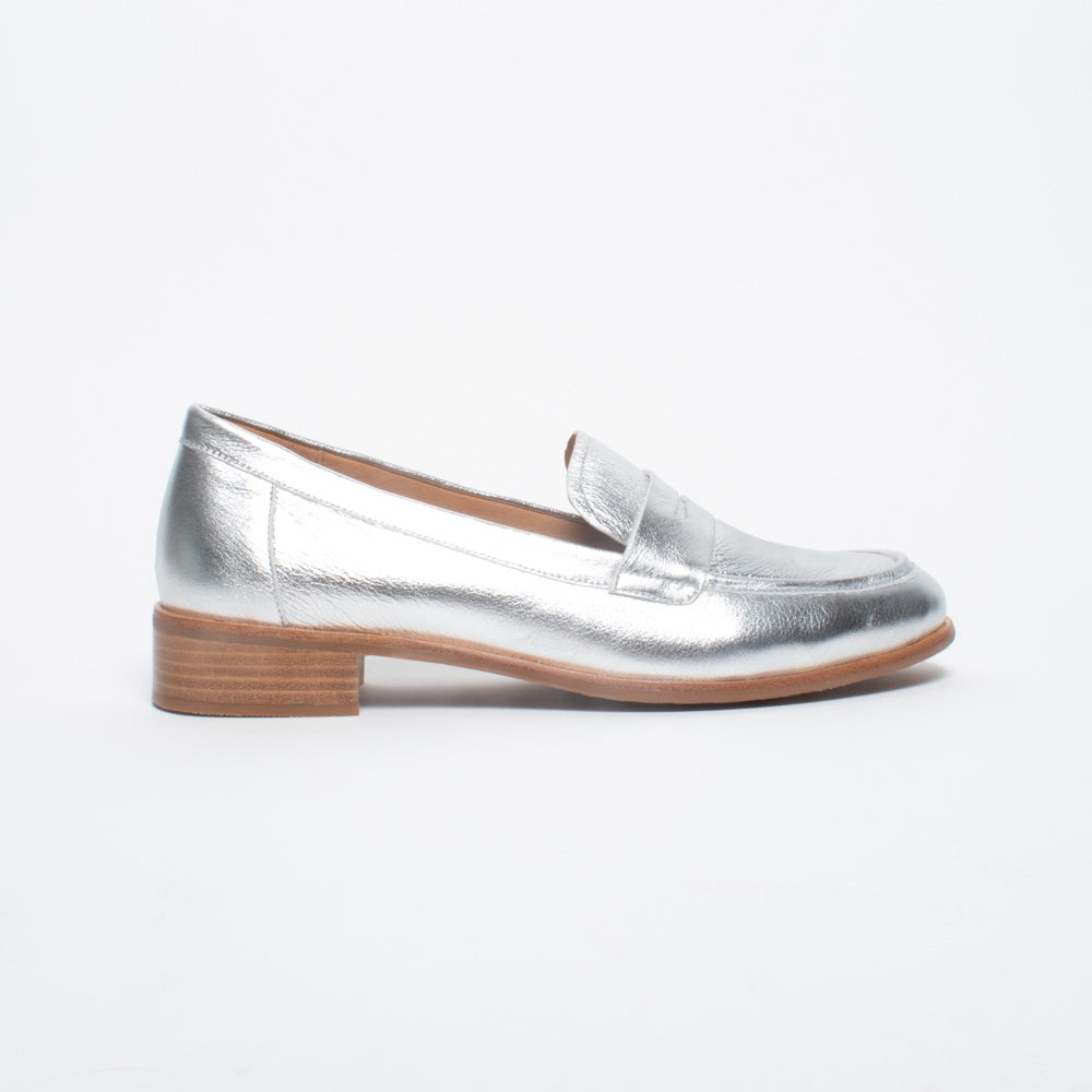 Bresley Angie Silver Loafer | Womens Big EU Sizes 42 43 44 45 46 ...